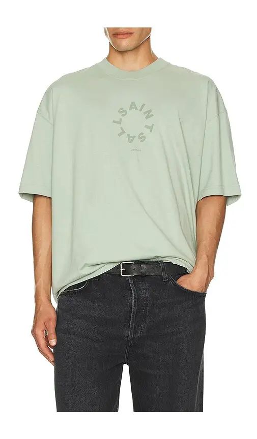Allsaints Tierra Short Sleeve Crew Neck Tee In Mint In Mineral